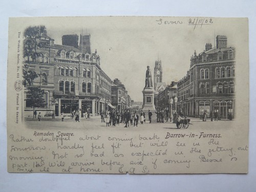 POSTCARD RAMSDEN SQUARE BARROW-in-FURNESS ENGLAND 1902 VERY GOOD ...