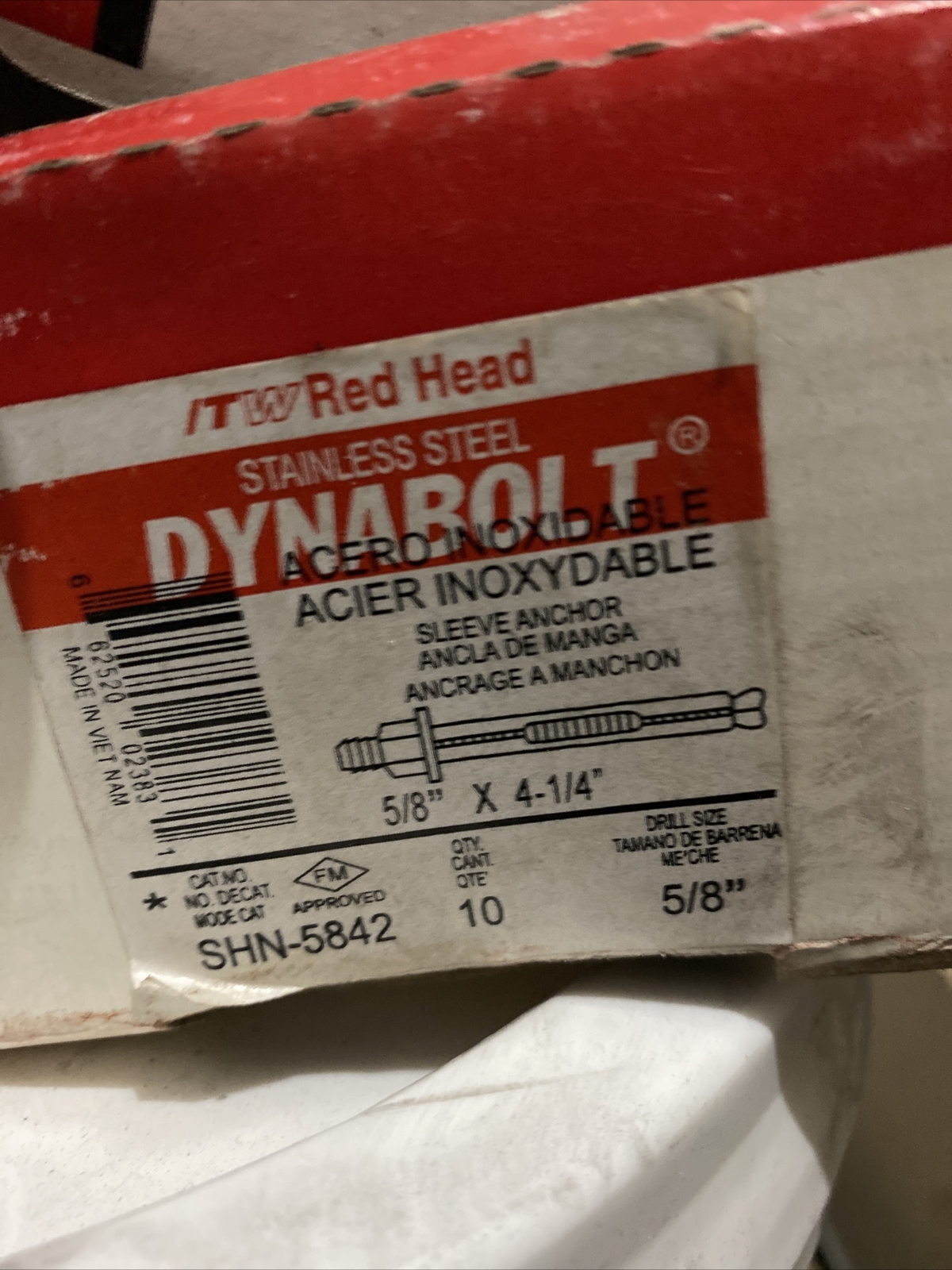 RED HEAD SHN5742 large Diameter Tapcon Concrete Anchors 5/8 x 4 1/4 | eBay