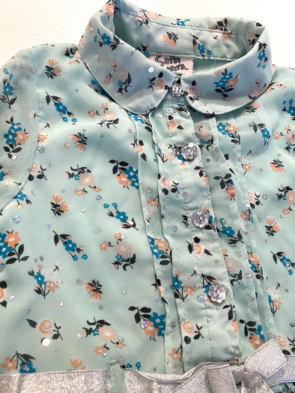 Green Floral School Girl Fancy Shirt Girls Size 4 | eBay