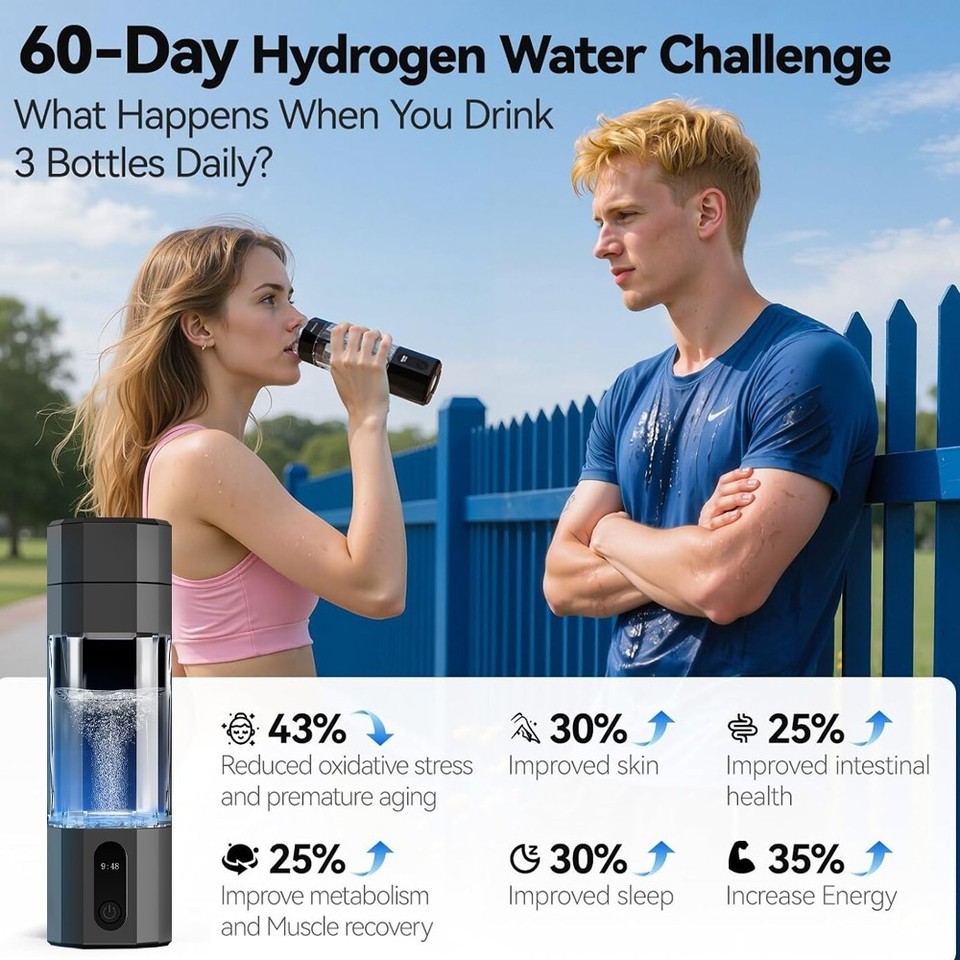 Portable Hydrogen Water Bottle 5000-10000PPB Hydrogen Rich Glass for ...