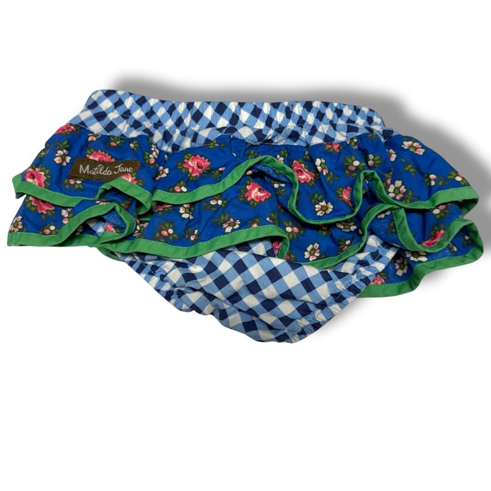 Matilda Jane Girls Bloomers Skirt Blue White Green Pink Floral Check 6 ...