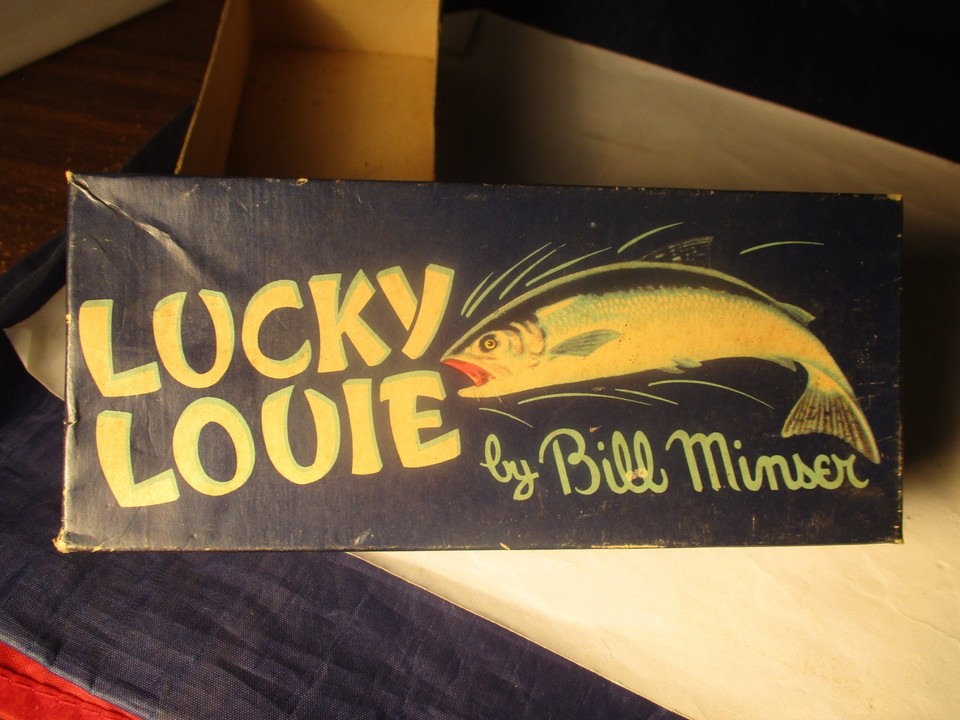 VINTAGE LUCKY LOUIE SALMON PLUG FISHING LURE W BOX BILL MINSER SEATTLE ...