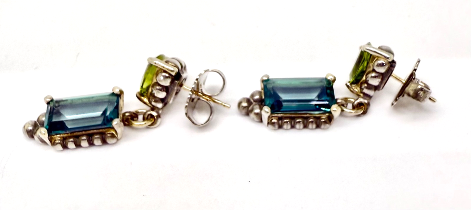 Vintage LAGOS Caviar Sterling Silver & 18k Gold Topaz Peridot Dangle ...