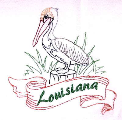 STATE BIRD-LOUISIANA-EASTERN BROWN PELICAN MAC EMBROIDERED FLOUR SACK ...