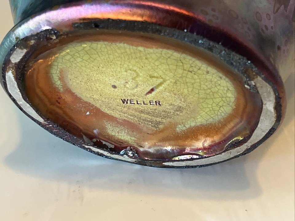 Antique WELLER SICARD POTTERY VASE 1900’s Art NOUVEAU IRIDESCENT Purple ...