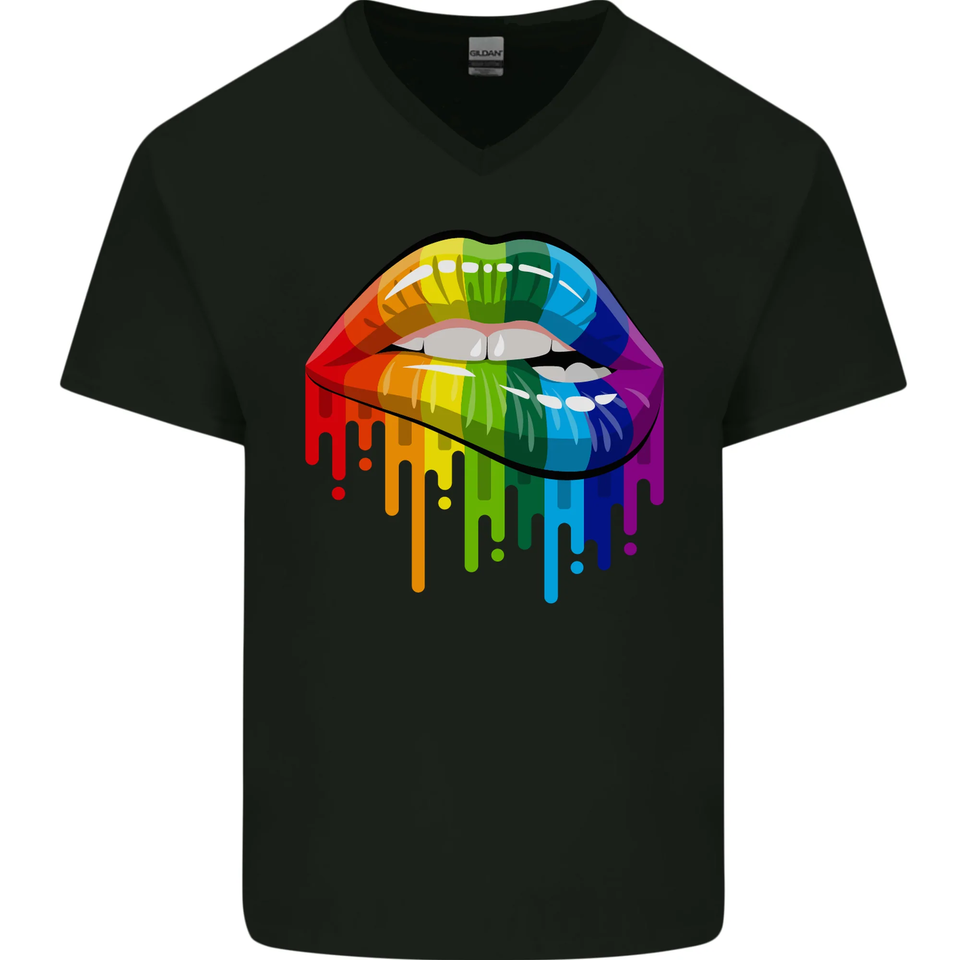 LGBT Bitten Rainbow Lip Gay Pride Day Mens V-Neck Cotton T-Shirt | eBay