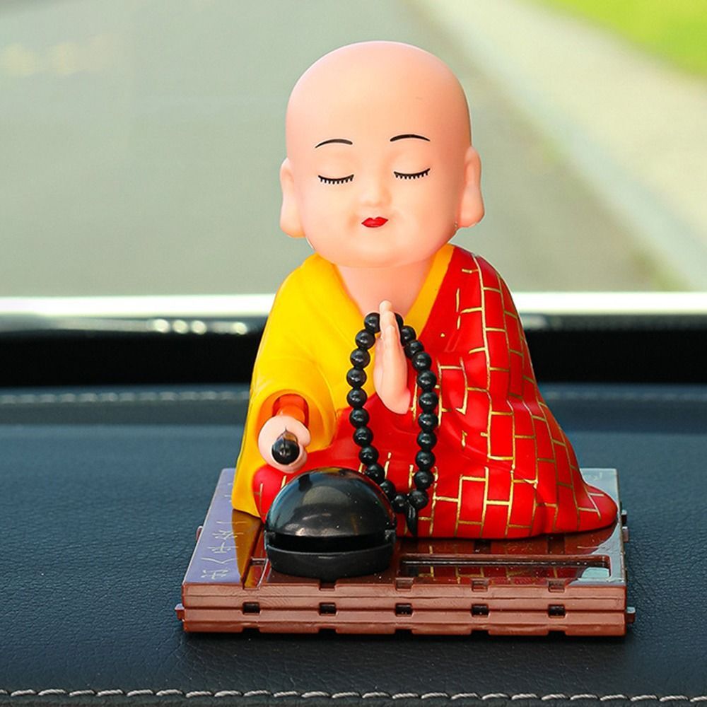 Monk Doll Figurines Statues Car Dash Board Decoration Solar Powered ...