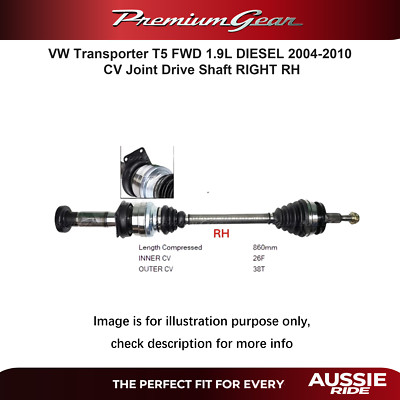VW Transporter T5 FWD 1.9L DIESEL 2004-2010 CV Joint Drive Shaft RIGHT ...