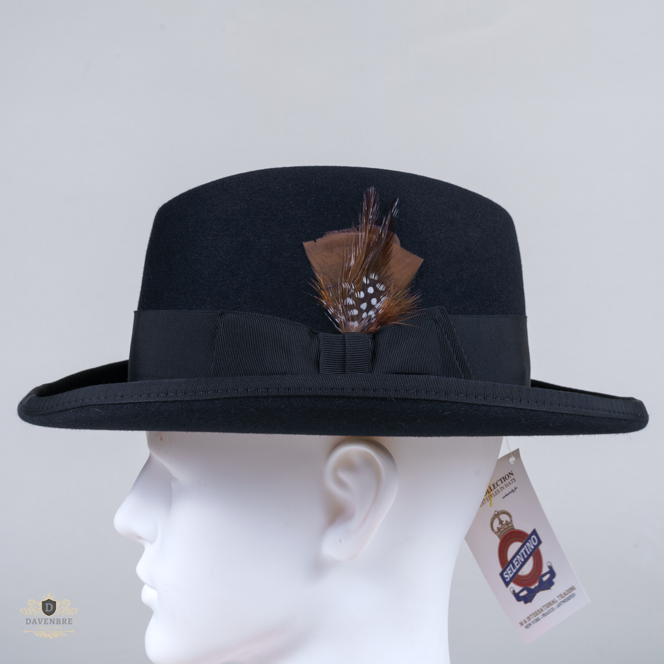 NWT Selentino Alpha 100% Fur Felt Homburg Fedora Hat Mens 7 1/4 (58 ...