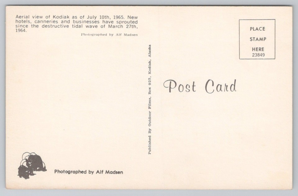 Postcard Aerial View of Kodiak Alaska as of July 10th 1965 | eBay