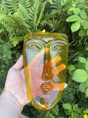 1960s Vintage Jaramillo Bros. “Sky Dreamer” Art Glass Human Face Mask ...