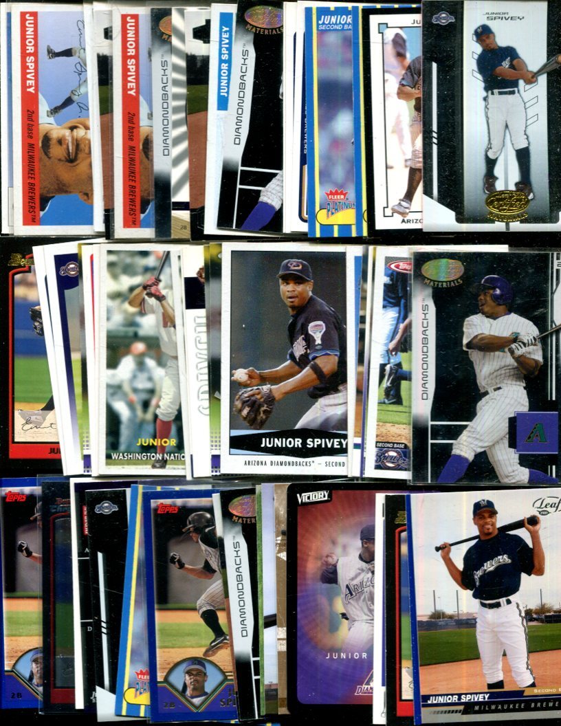 JUNIOR SPIVEY BULK LOT OF 100 BASEBALL CARDS DIAMONDBACKS BREWERS ...