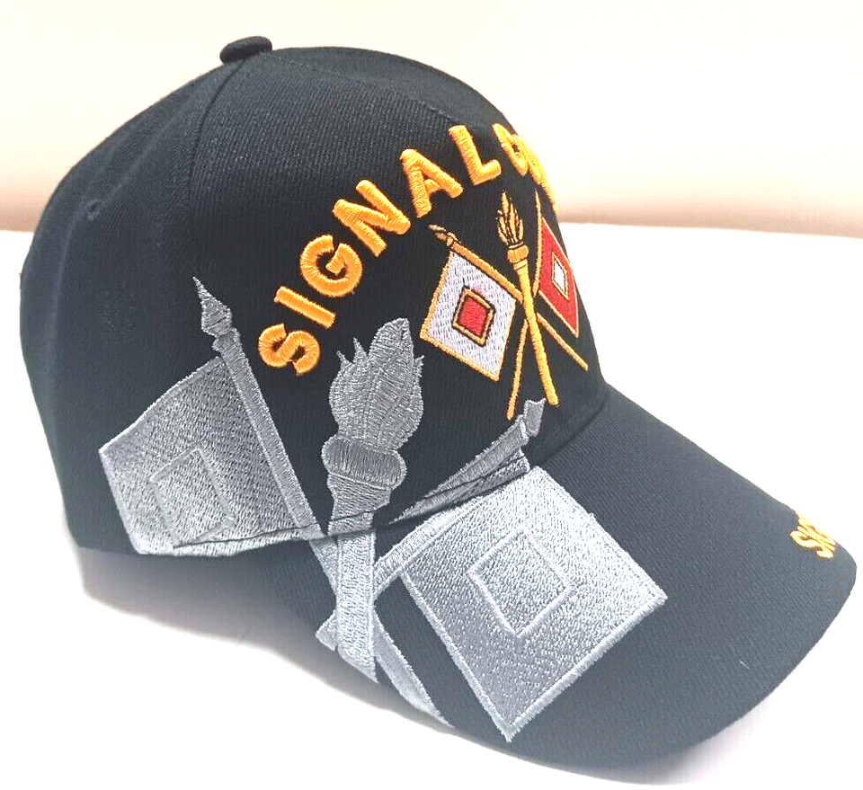 SIGNAL CORPS MILITARY CAP HAT BLACK WITH INSIGNIA AND SHADOW | eBay