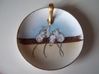Vtg Austria?BLUE/YELLOW/BROWN/WHITE MICE Candy/Nut DISH Gold Handle 5. ...