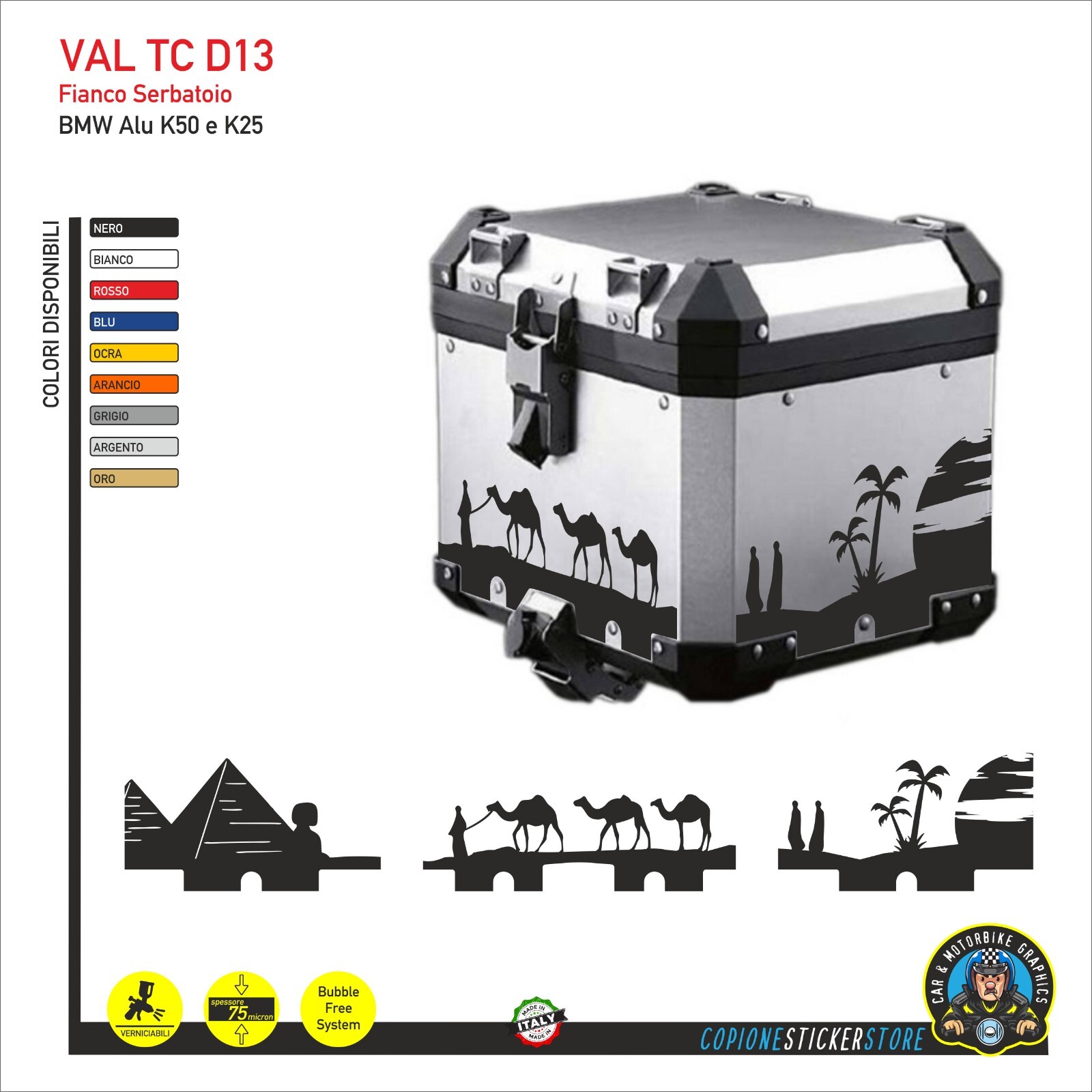 Adhesives Egitto Africa Pyramids Camels Sunset Top Case BMW K25 K50 Val ...