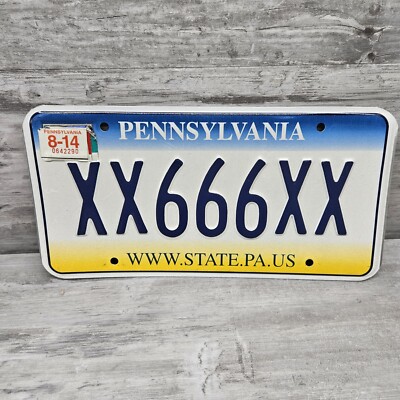 Pennsylvania Vanity License Plate EXPIRED 2014 - PA - XX666XX | eBay