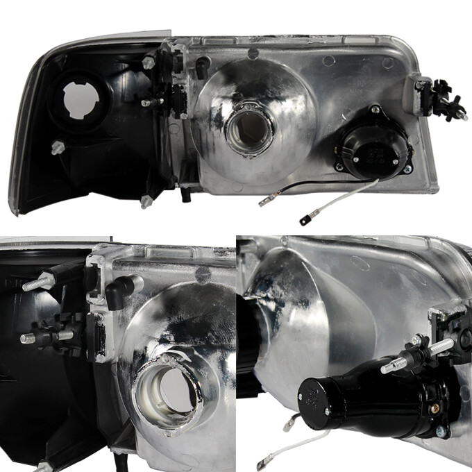 Fit 93-97 Ford Ranger Black Headlights+Corner Signal Lights w/Build-in ...