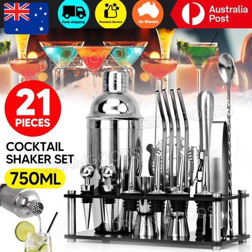 21x Cocktail Shaker Set Mixer Martini Strainer Bartender Kit Spirits ...