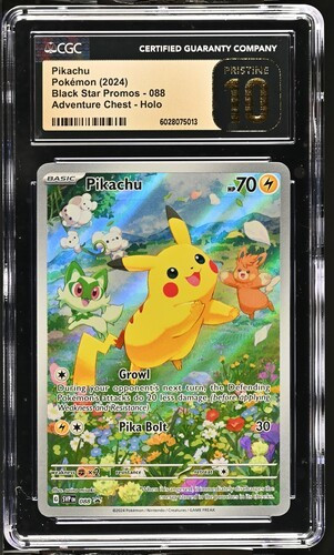 CGC 10 PRISTINE Pikachu 088 Holo Full Art Promo Adventure Chest Pokemon ...