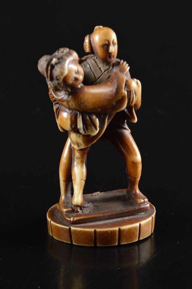 Q5551: Japanese Old Resin Shunga sculpture ORNAMENTS NETSUKE Inro, Hang ...