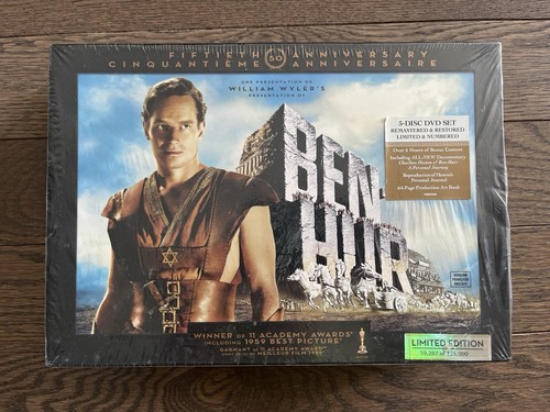 Ben-Hur Limited Edition 50th Anniversary 5 Disc DVD Set + Books-NEW-Box ...