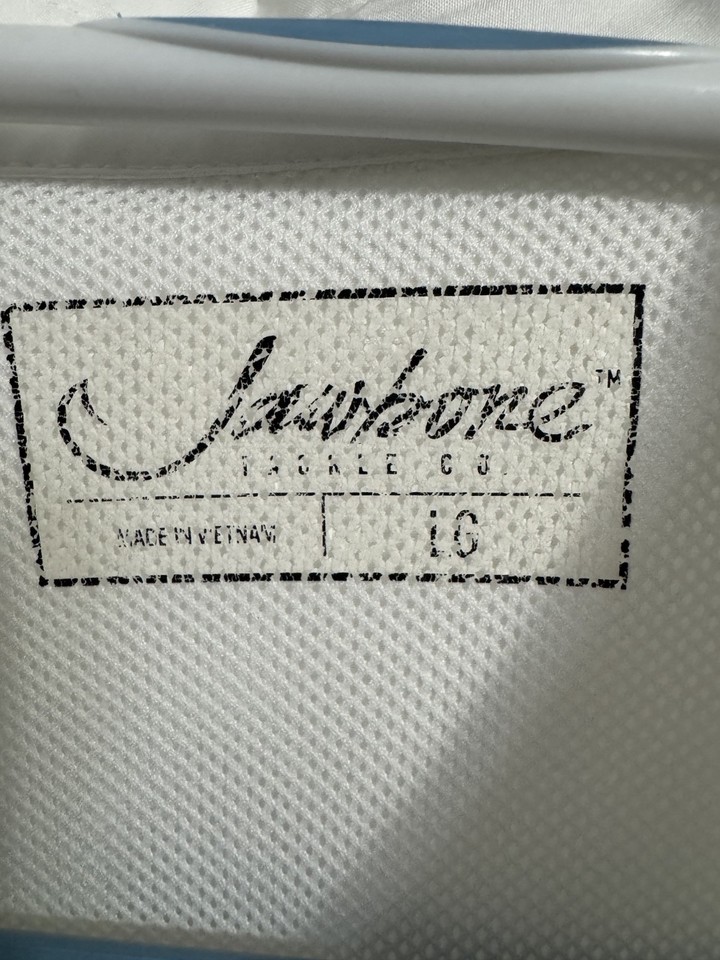 Jawbone Tackle Fishing Shirt Size Large Solid White Short Sleeve Vented ...