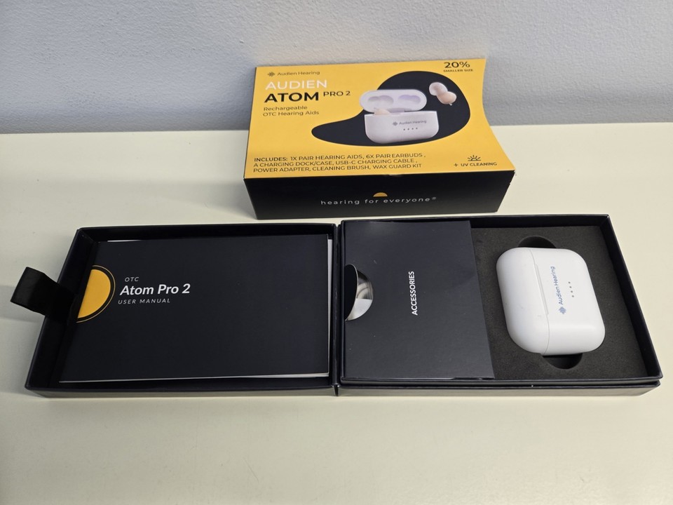 Audien Atom Pro 2 Wireless Rechargeable OTC Hearing Aid, Premium ...