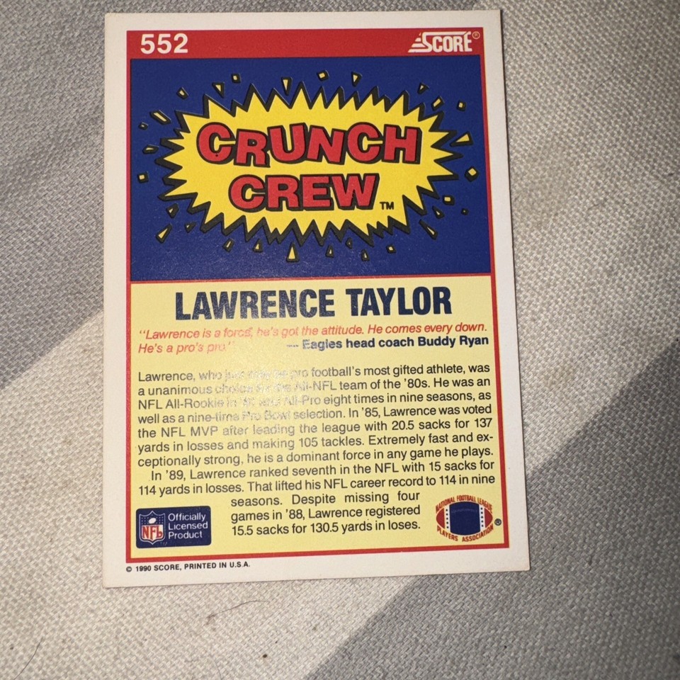 1990 Score - #552 Lawrence Taylor | eBay