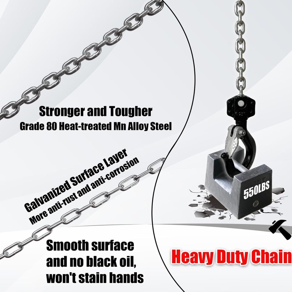 YATOINTO Aluminum Hand Chain Hoist 1/4 Ton Capacity Manual Chain Fall ...