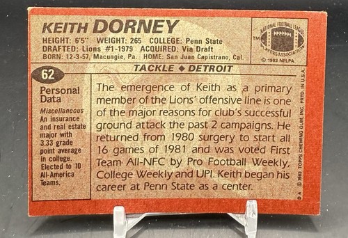 1983 TOPPS KEITH DORNEY DETROIT LIONS #62 | eBay