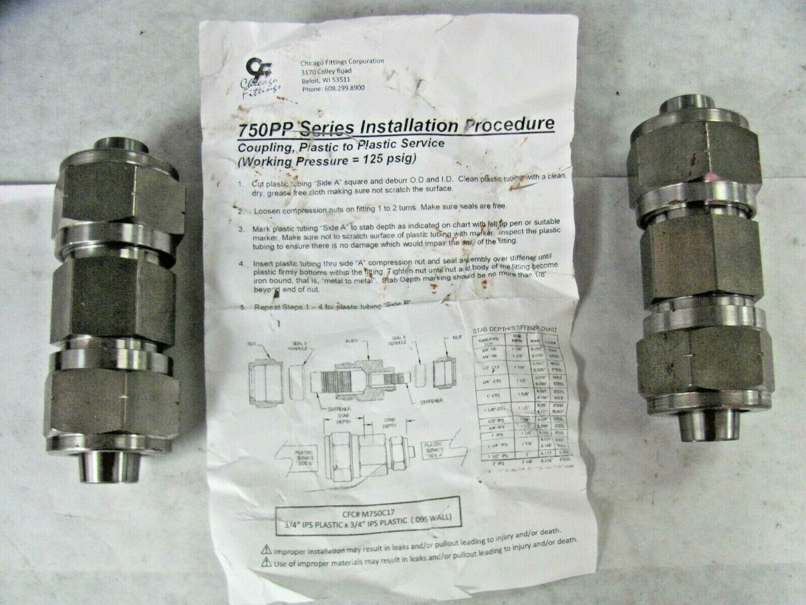 Chicago Fittings Corp. M750C17 - 3/4" IPS X 3/4" IPS Couplings - Lot of ...