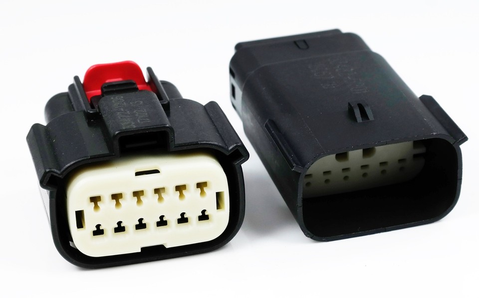 Molex 12 Pin Wire Connector, Harley BLACK Waterproof, Sealed Kit, MX150 ...