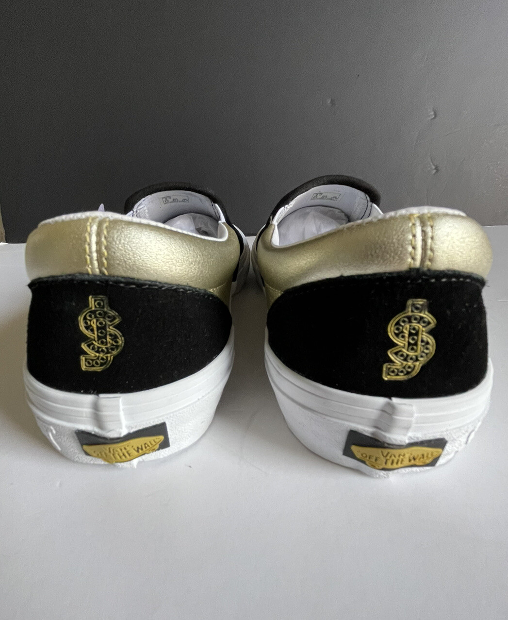 Vans x Shake Junt Slip On Pro Skate Suede Leather Shoes Black Gold M 10 ...