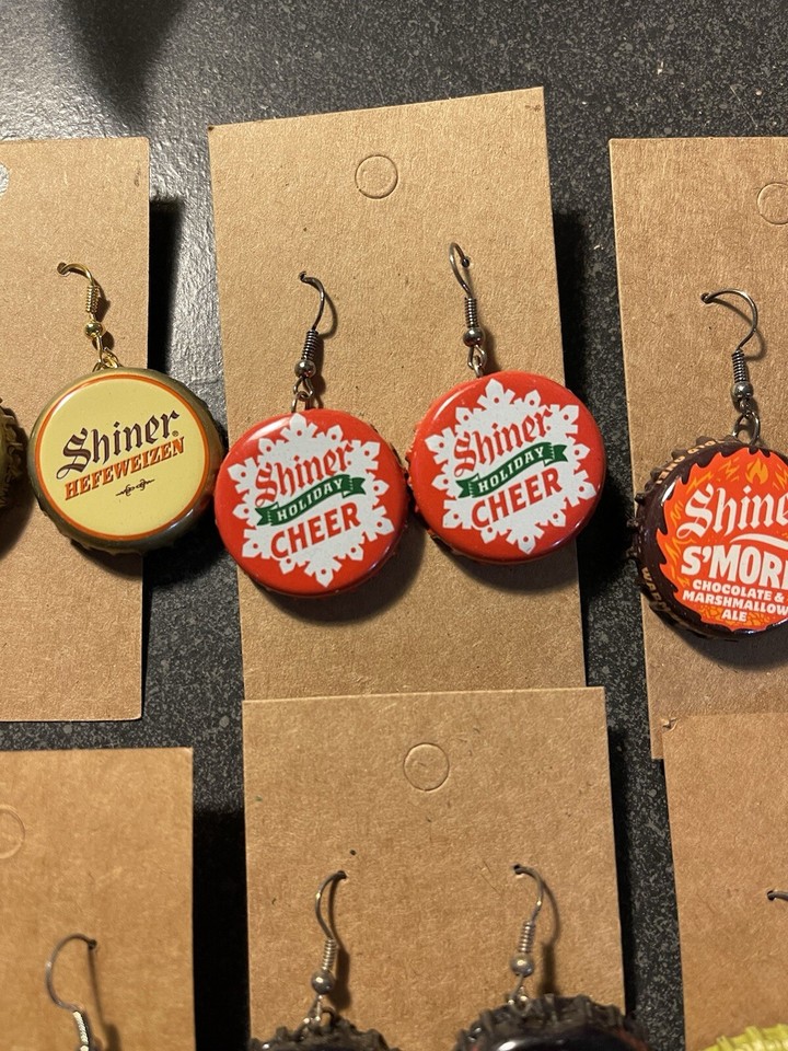 Shiner Bock Beer Bottle Cap Earring Set Of 10 Girls Night Glitter ...