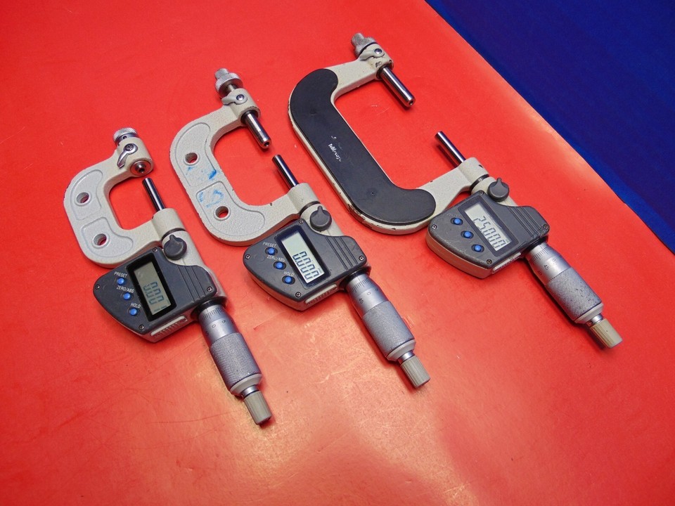 MITUTOYO (3) METRIC DIGITAL THREAD MICROMETERS MACHINIST INSPECTION ...