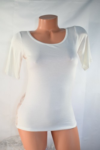 JOLIE (S) Intimates Sleep Top WHITE Stretch SOFT SOFT Sheer Lace Back ...