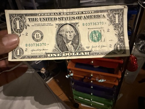 One Dollar Star Note 2021 B03736370* Reads Same Reverse | eBay