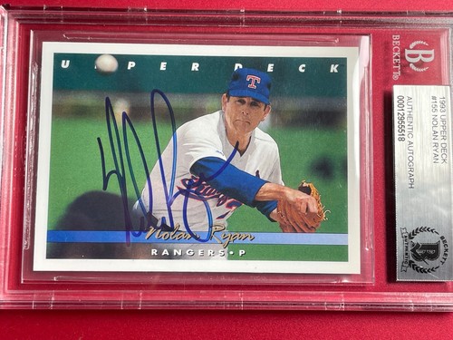 1993 Upper Deck #155 Nolan Ryan Auto Autograph Baseball Card Beckett ...