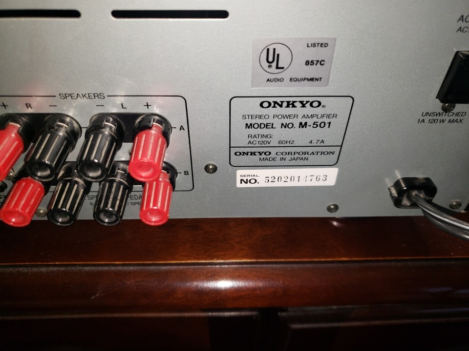 ONKYO M-501 Power Stereo Amplifier 2 Channel 150W per Channel, Mint ...