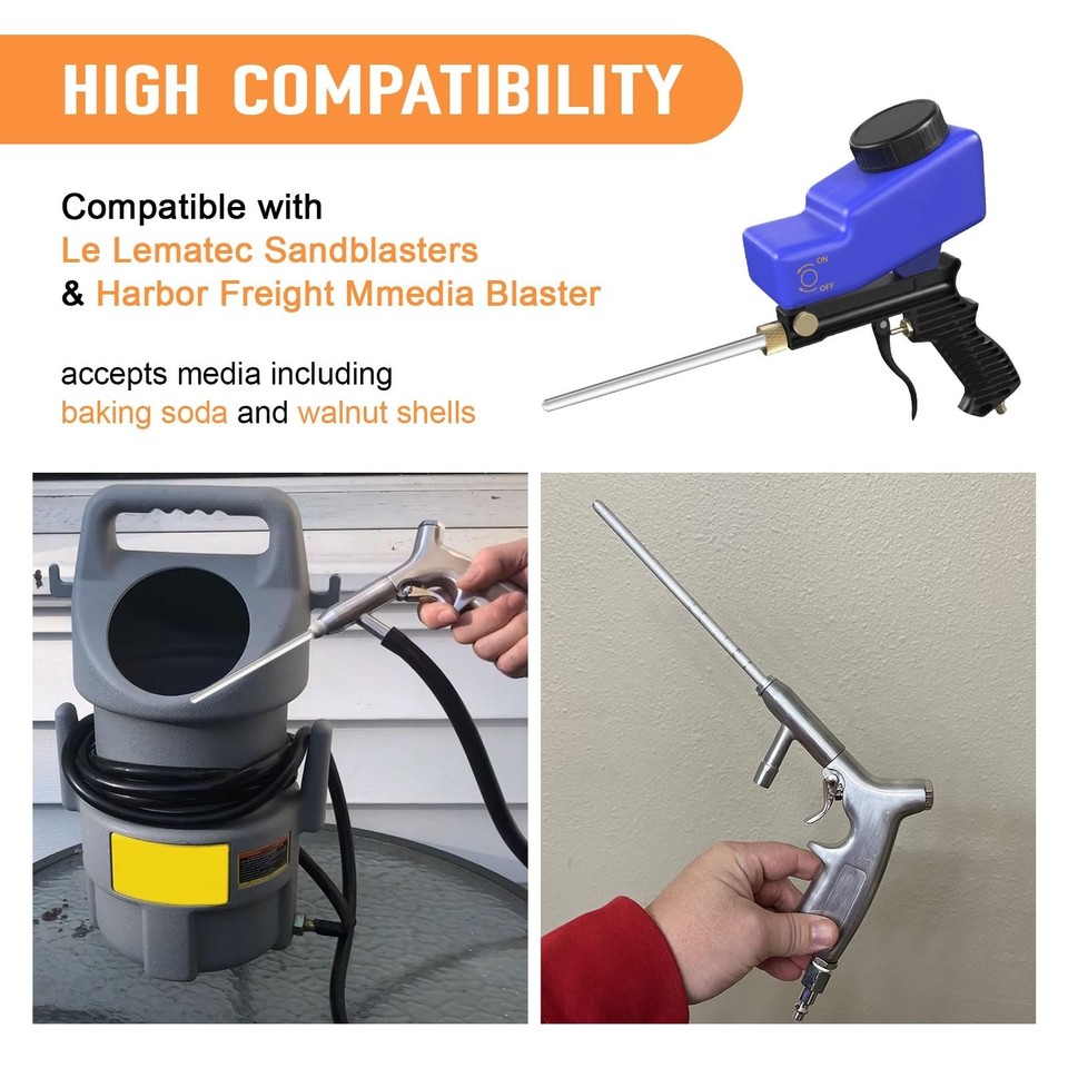 Sand Blaster Long Nozzle Walnut Blasting Kit Compatible with Le Lematec ...