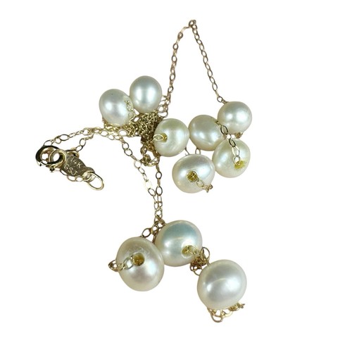 GSJ 14K Yellow Gold Chain Genuine Pearl Necklace Scrap Wear 2.5 g ...