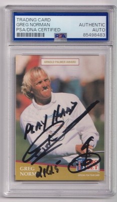 1991 PGA Tour Pro Set Golf #282 GREG NORMAN Signed Autograph Card PSA ...