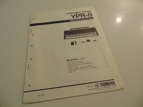 Yamaha Portable Piano YPR-8 Keyboard Service Repair Shop Manual ...