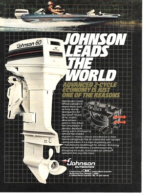 1982 JOHNSON OUTBOARD BOAT MOTOR PRINT AD "SEAHORSE 50,60 HP" VINTAGE ...