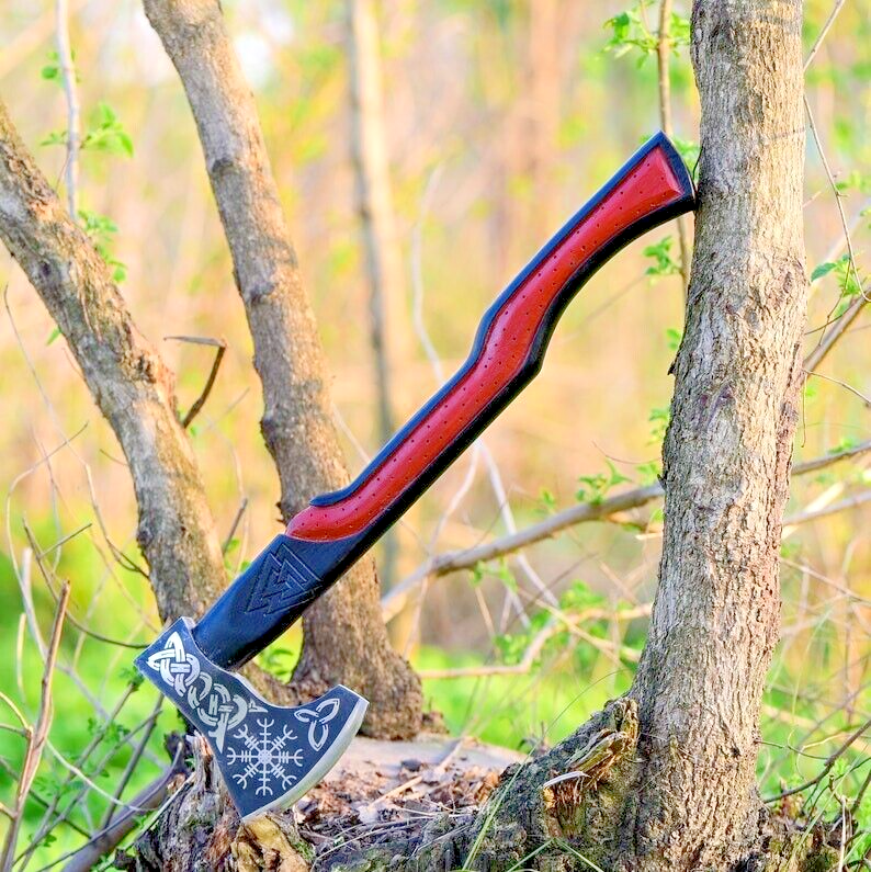 HANDMADE CARBON STEEL VIKING AXE HATCHET INTEGRAL THROWING TOMAHAWK ...