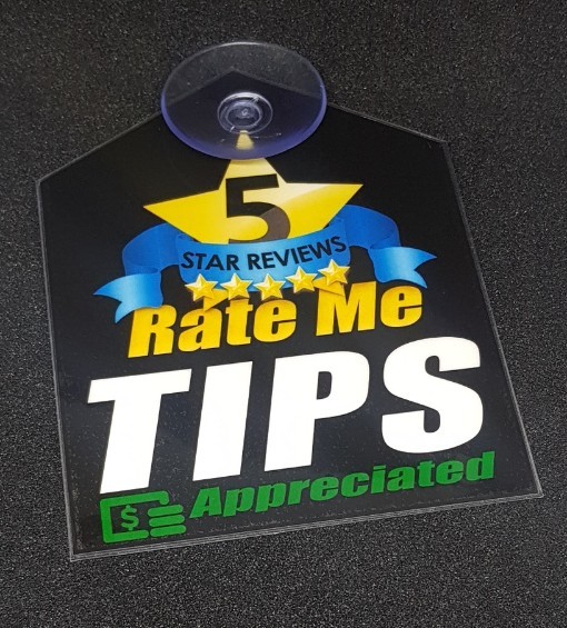 Two Tips Removable Signs Display Card UBERs LYFTs Propina Tips Decal ...