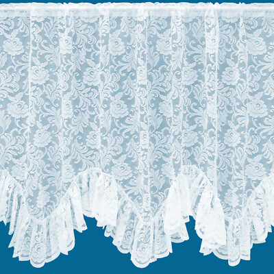 Cotswold Austrian Floral Net Curtain White Scalloped Base - Sold By The ...