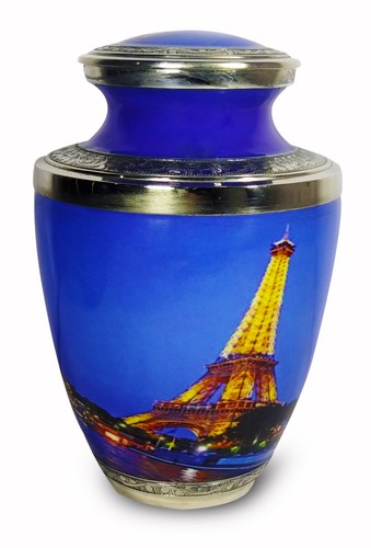 Eiffel Tower Paris Engraved Aluminium Cremation Urn Funeral Burial Jar ...