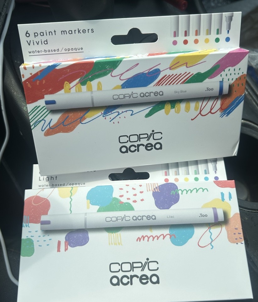TWO NEW Copic Acrea Paint Markers Set Vivid 6 Acrylic Colors Art | eBay