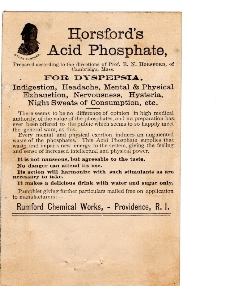 Horsford's Acid Phosphate Victorian Trade Card | eBay